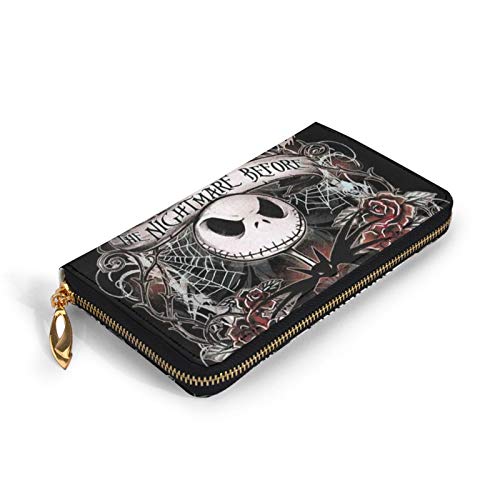 DZGlobal Women Printed Zip Around Wallet Halloween Art Soft PU Clutch Holder Purse