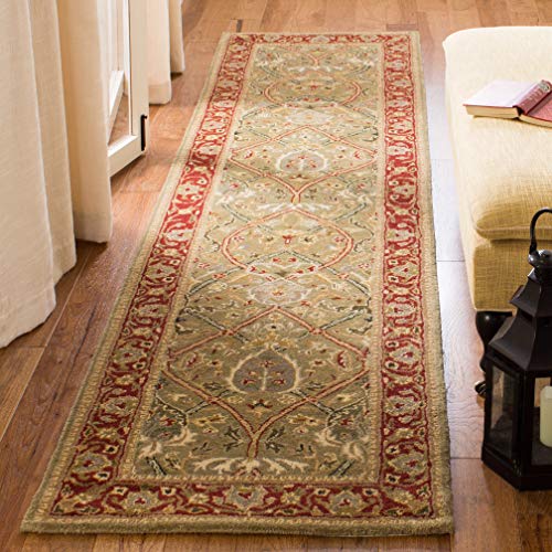 SAFAVIEH Persian Legend Collection 2'6" x 8' Light Green / Rust PL819B Handmade Traditional Premium Wool Runner Rug