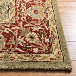 SAFAVIEH Persian Legend Collection 2'6" x 8' Light Green / Rust PL819B Handmade Traditional Premium Wool Runner Rug