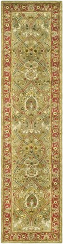 SAFAVIEH Persian Legend Collection 2'6" x 8' Light Green / Rust PL819B Handmade Traditional Premium Wool Runner Rug