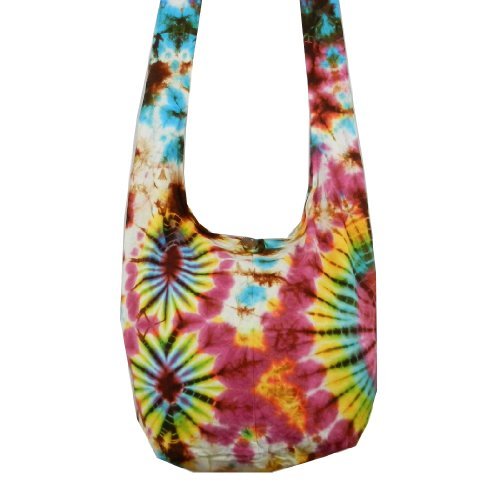 BTP! Tie Dye Sling Crossbody Shoulder Bag Purse Cotton Bohemian - Firework VY5