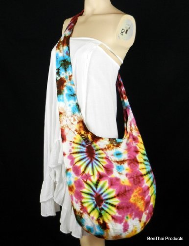 BTP! Tie Dye Sling Crossbody Shoulder Bag Purse Cotton Bohemian - Firework VY5