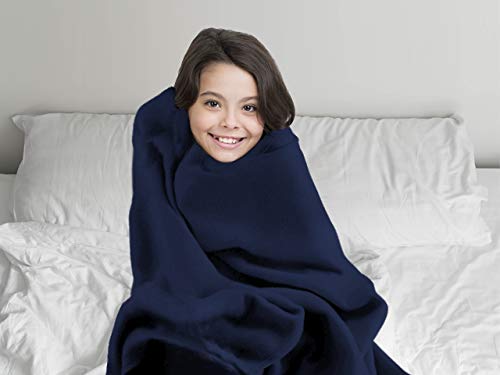 JMR Fleece Throw Blankets for Bed, Couch, or Sofa - Ultra-Soft and Warm Microfiber Plush Blanket for Home and Outdoor Use (Navy, 108X90)