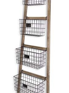 Cheung's 4606 4 Metal Storage Basket Ladder, Brown