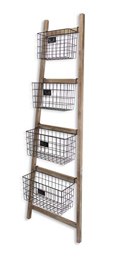 Cheung's 4606 4 Metal Storage Basket Ladder, Brown