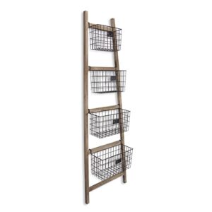 Cheung's 4606 4 Metal Storage Basket Ladder, Brown