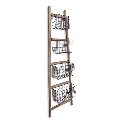 Cheung's 4606 4 Metal Storage Basket Ladder, Brown