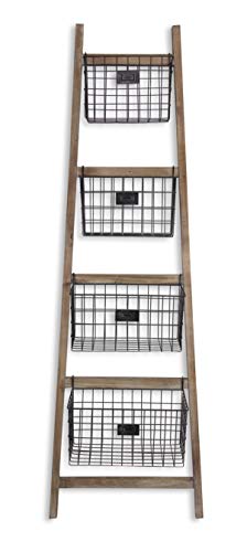 Cheung's 4606 4 Metal Storage Basket Ladder, Brown