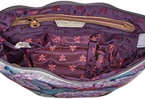 Anuschka Women’s Hand Painted Genuine Leather Classic Ruched Hobo - Hypnotic Hydrangeas