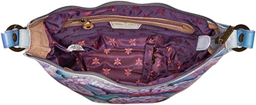 Anuschka Women’s Hand Painted Genuine Leather Classic Ruched Hobo - Hypnotic Hydrangeas