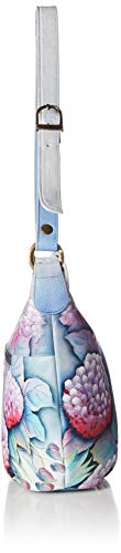 Anuschka Women’s Hand Painted Genuine Leather Classic Ruched Hobo - Hypnotic Hydrangeas