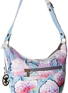 Anuschka Women’s Hand Painted Genuine Leather Classic Ruched Hobo - Hypnotic Hydrangeas