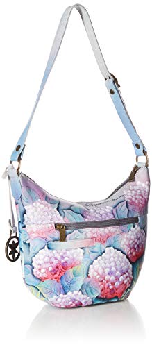 Anuschka Women’s Hand Painted Genuine Leather Classic Ruched Hobo - Hypnotic Hydrangeas