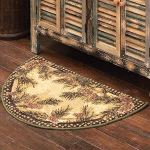 black forest decor pinecone border half-round rug