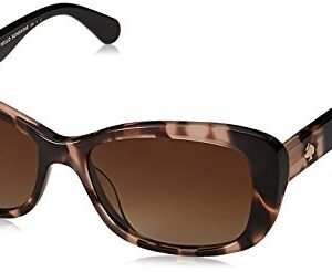 Kate Spade New York Women's Claretta Polarized Rectangular Sunglasses, Pink Havana, 53 mm