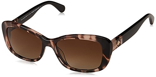 Kate Spade New York Women's Claretta Polarized Rectangular Sunglasses, Pink Havana, 53 mm