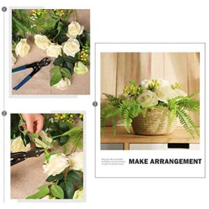 Hawesome 12PCS Artificial Silk Flowers Realistic Roses Bouquet Long Stem for Home Wedding Decoration Party (White)