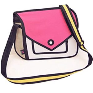 Xugq66 3D Style 2D Drawing Cartoon Handbag Shoulder Canvas Messenger Bag (Pink)