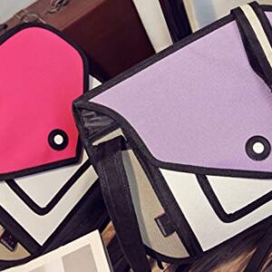 Xugq66 3D Style 2D Drawing Cartoon Handbag Shoulder Canvas Messenger Bag (Pink)