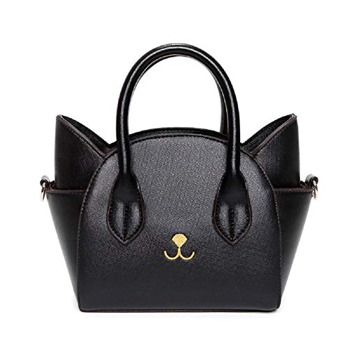 QZUnique Cat Cross Body Handbag, Top Handle, Large Capacity Shoulder Bag for Women (A-Cat Black)