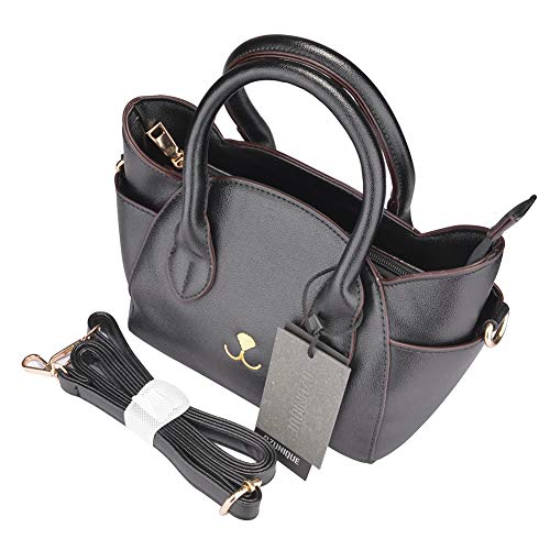 QZUnique Cat Cross Body Handbag, Top Handle, Large Capacity Shoulder Bag for Women (A-Cat Black)