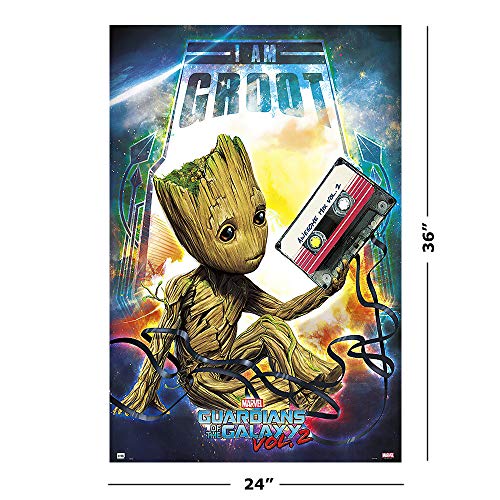 POSTER STOP ONLINE Guardians of The Galaxy Vol. 2 - Movie Poster/Print (I AM Groot - Baby Groot with Mixtape Vol. 2) (Size 24" x 36")