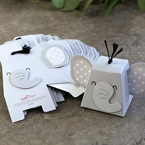 Kate Aspen Adorable Elephant Favor Box (Set of 12), One Size, Grey & Black