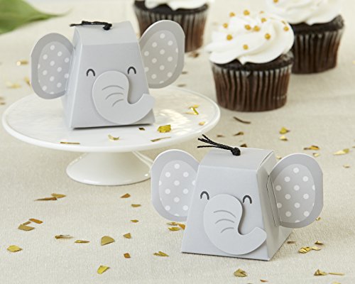 Kate Aspen Adorable Elephant Favor Box (Set of 12), One Size, Grey & Black