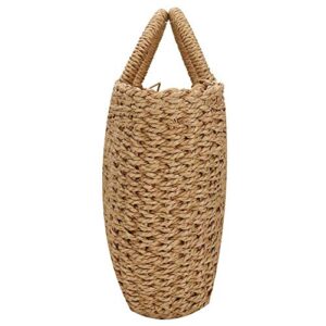 Women Summer Beach Bag, Straw Handbag Top Handle Big Capacity Travel Tote Purse Hand Woven Straw Large Hobo Bag (Brown)