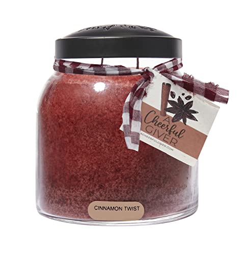 A Cheerful Giver — Cinnamon Twist - 34oz Papa Scented Candle Jar with Lid - Keepers of the Light - 155 Hours of Burn Time, Gift for Women, Red