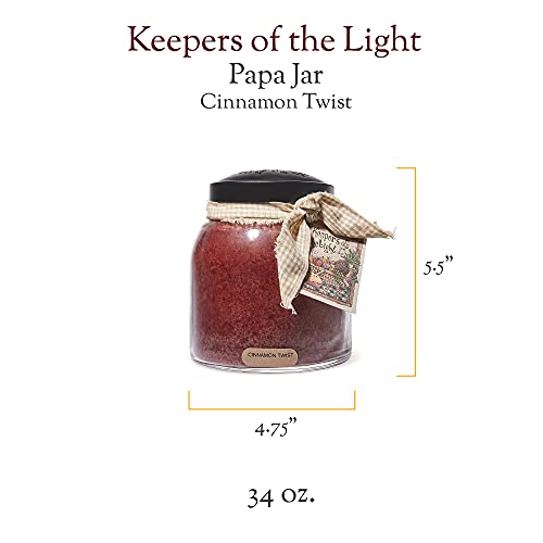 A Cheerful Giver — Cinnamon Twist - 34oz Papa Scented Candle Jar with Lid - Keepers of the Light - 155 Hours of Burn Time, Gift for Women, Red