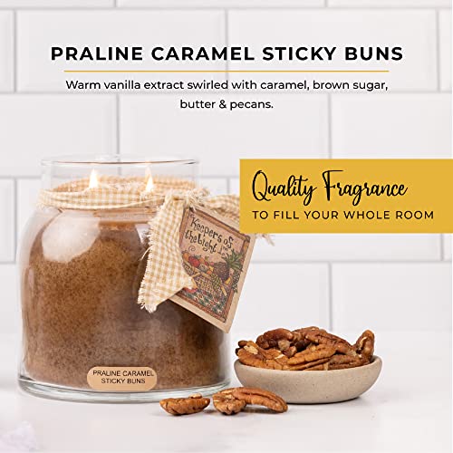 A Cheerful Giver - Praline Caramel Sticky Buns - 34oz Papa Scented Candle Jar - Keepers of the Light - 155 Hours of Burn Time, Candles Gifts for Women