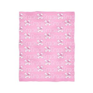 pink bow skull personalized throw blanket