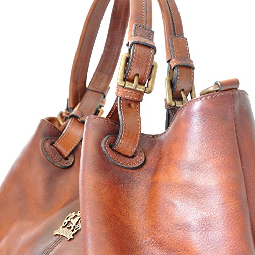 Pratesi Leather, Leather Bag for Women Collodi Woman Bag in cow leather - Bruce Cognac