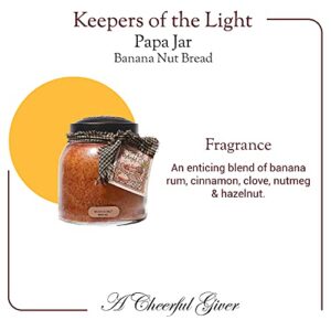 A Cheerful Giver - Banana Nut Bread - 34oz Papa Scented Candle Jar with Lid - Keepers of the Light - 155 Hours of Burn Time, Gift for Women, Brown