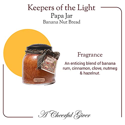 A Cheerful Giver - Banana Nut Bread - 34oz Papa Scented Candle Jar with Lid - Keepers of the Light - 155 Hours of Burn Time, Gift for Women, Brown