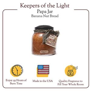 A Cheerful Giver - Banana Nut Bread - 34oz Papa Scented Candle Jar with Lid - Keepers of the Light - 155 Hours of Burn Time, Gift for Women, Brown