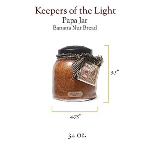 A Cheerful Giver - Banana Nut Bread - 34oz Papa Scented Candle Jar with Lid - Keepers of the Light - 155 Hours of Burn Time, Gift for Women, Brown