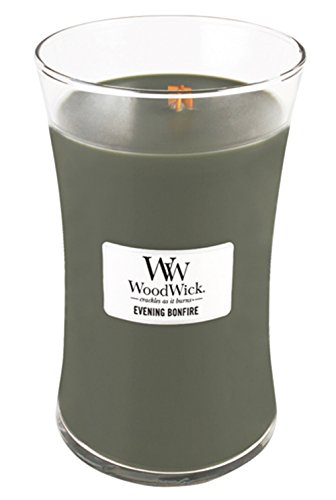 WoodWick Candle, Large, Evening Bonfire, 22 Oz, Brown