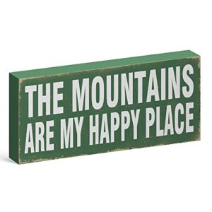 barnyard designs ‘mountains’ wooden box sign motivational desk decor, primitive decor office desk decorations for women office bathroom shelf decor inspirational desk decor, 12×5