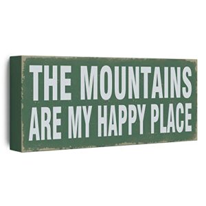 Barnyard Designs 'Mountains' Wooden Box Sign Motivational Desk Decor, Primitive Decor Office Desk Decorations for Women Office Bathroom Shelf Decor Inspirational Desk Decor, 12x5