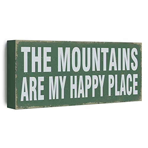 Barnyard Designs 'Mountains' Wooden Box Sign Motivational Desk Decor, Primitive Decor Office Desk Decorations for Women Office Bathroom Shelf Decor Inspirational Desk Decor, 12x5