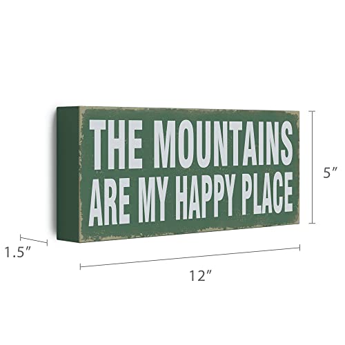 Barnyard Designs 'Mountains' Wooden Box Sign Motivational Desk Decor, Primitive Decor Office Desk Decorations for Women Office Bathroom Shelf Decor Inspirational Desk Decor, 12x5