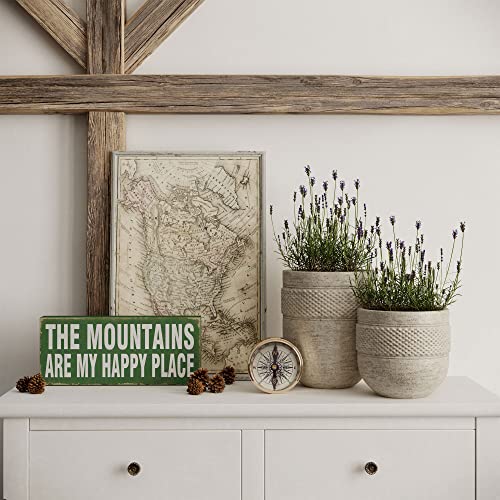 Barnyard Designs 'Mountains' Wooden Box Sign Motivational Desk Decor, Primitive Decor Office Desk Decorations for Women Office Bathroom Shelf Decor Inspirational Desk Decor, 12x5