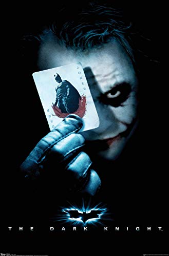 Trends International DC Comics Movie - The Dark Knight - The Joker with Batman Playing Card Wall Poster, 22.375" x 34", Premium Unframed Version