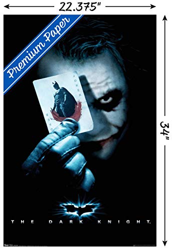 Trends International DC Comics Movie - The Dark Knight - The Joker with Batman Playing Card Wall Poster, 22.375" x 34", Premium Unframed Version