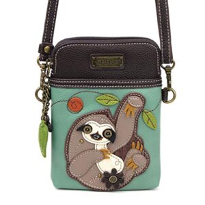 Chala Handbags Sloth Cellphone Crossbody Handbag - Convertible Strap Sloth Lovers, 5" x 7.5" x 1"