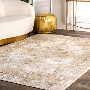 nuloom vintage medallion jodee area rug, 8′ x 10′, gold