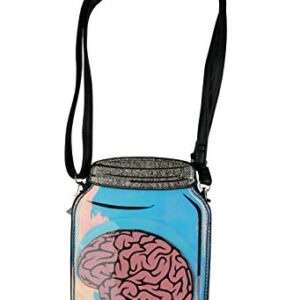 Black and Blue Brain In a Jar Crossbody Body Purse Small