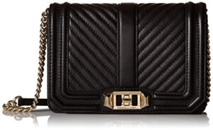 rebecca minkoff womens chevron quilted small love crossbody, black, one size us